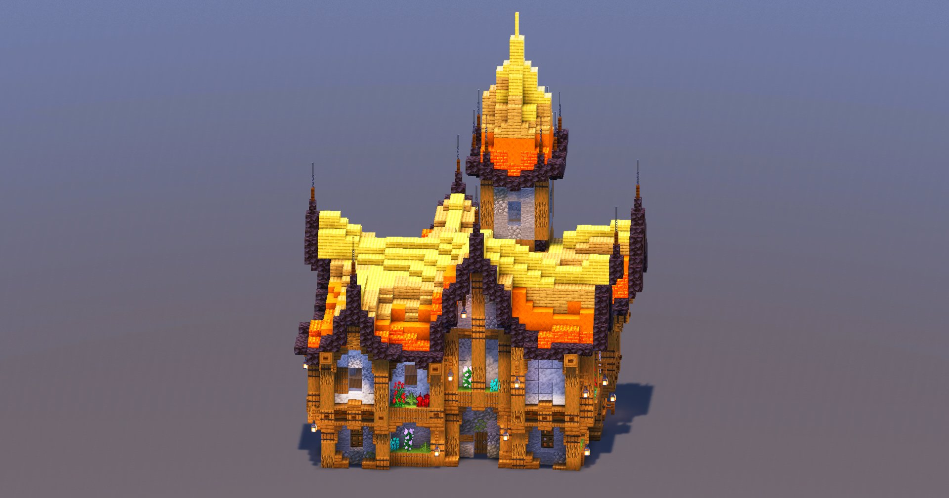 Yellow Medieval Fantasy House – Abfielder Premium Minecraft Downloads